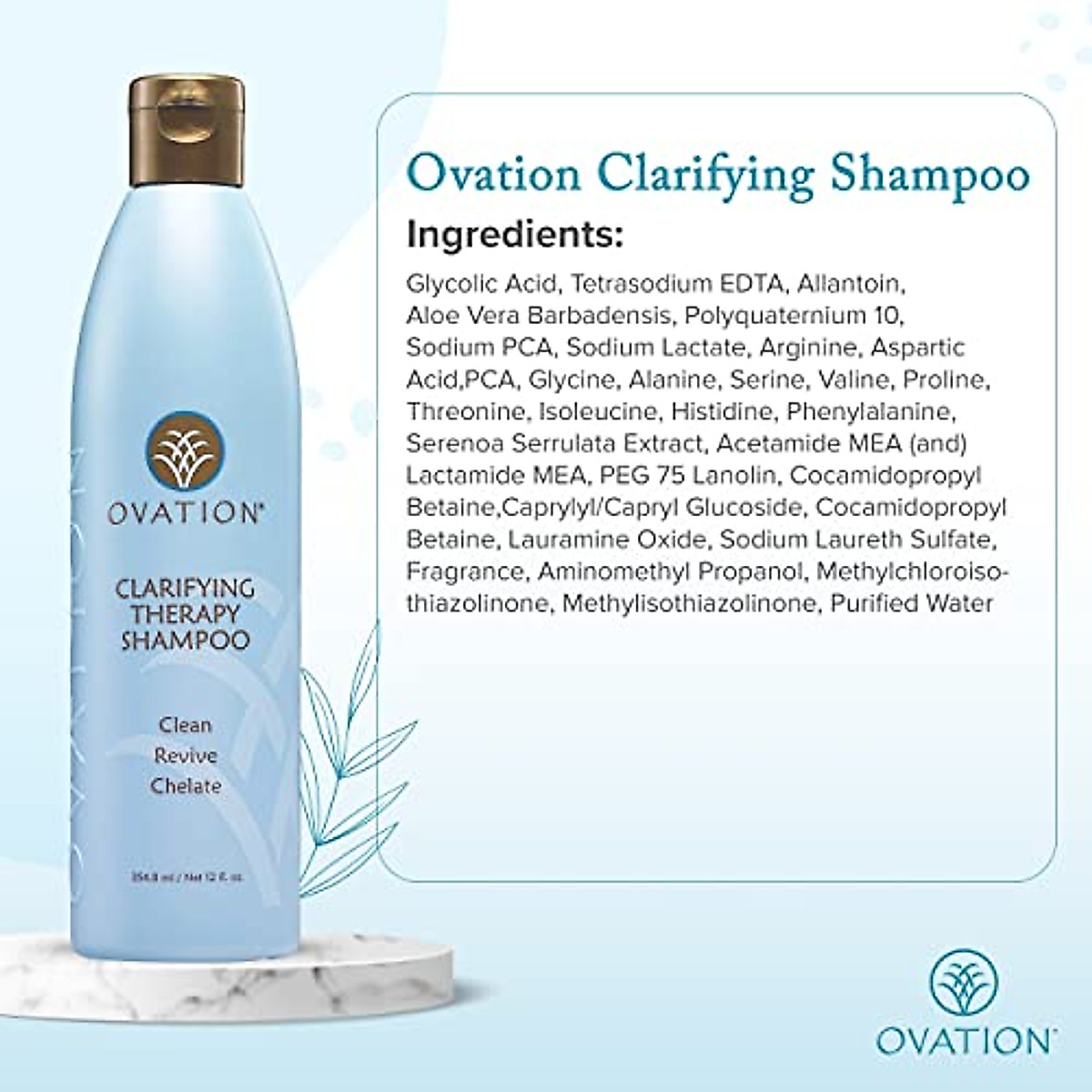Ovation Clarifying Shampoo - For Healthier and Better Looking Hair. Safe for Color Treated Hair. Dermatologist Reviewed. Cruelty Free and No Parabens. Made in the USA.