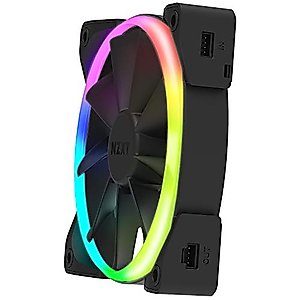 NZXT AER RGB 2-140 mm - HF-28140-B1 - Advanced Lighting Customizations - Winglet Tips - Fluid Dynamic Bearing - LED RGB PWM Fan for NZXT RGB - Single (Lighting Controller Required & NOT Included)