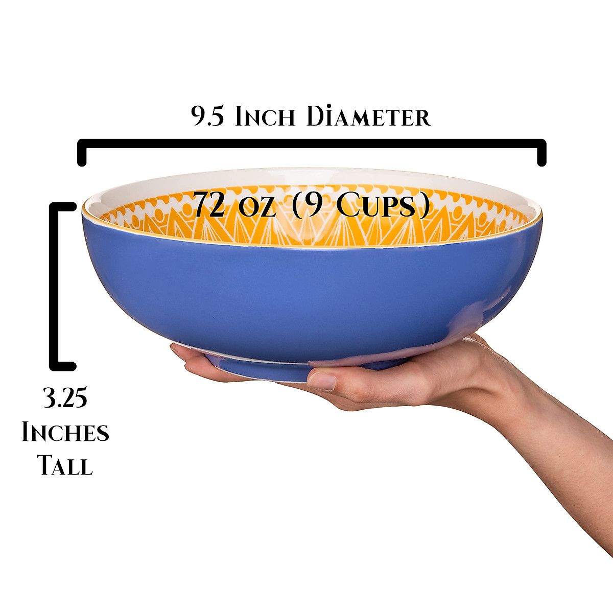 Annovero Serving Bowls (72 oz capacity), Pasta Bowls (42 oz capacity), Large Bowls for Soup or Salad, Set of 6 Each, Bundle