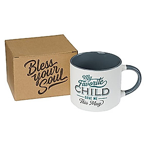 Bless Your Soul XL Extra Large White Coffee Mug My Favorite Child, Funny Birthday Gifts for Mom, Mother’s Day Gifts, Retro-Inspired Designs - 15oz Cup