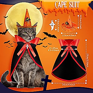 6 Pieces Halloween Pet Costumes Halloween Cat Bat Costume with Night Fluorescence Cat Vampire Cloak Pet Wizard Hat Dog Bat Headband Pumpkin Ghost Pendant for Dogs Cats Halloween Party Cosplay Party