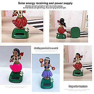Ztexkee Solar Powered Shaking Head Hula Girl Car Dashboard Decoration Plastic Bobbleheads Solar Dancing Toy Cute Bobble Head Figures for Home Office Desktop Ornaments Car Decor