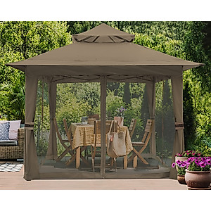ABCCANOPY Pop Up Gazebo 13x13 - Outdoor Canopy Tent with Mosquito Netting for Patio Garden Backyard (Brown)