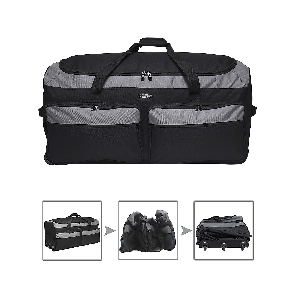 Travelers Club 36" Asgard 3-Wheel Rolling Duffel Bag, Black