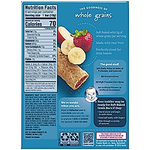 Gerber Soft Baked Grain Bars Variety Pack - 1 Box Apple Cinnamon & 1 Box Strawberry Banana - 8 Individually Wrapped Bars/Box (Pack of 2 Boxes)