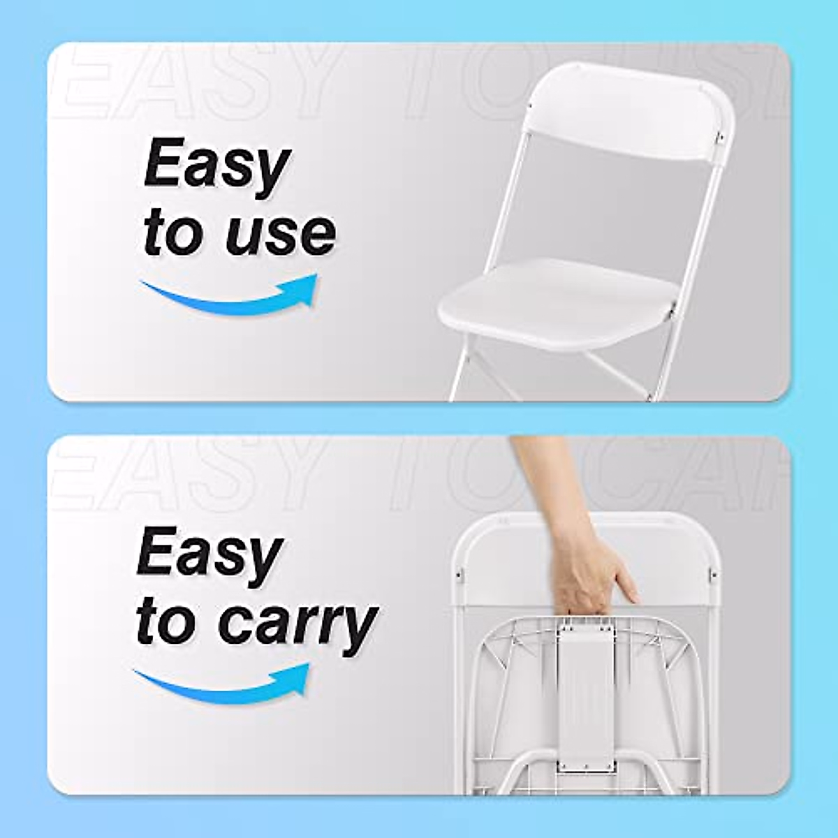 Allpop 10 Pack Plastic Folding Chair, 300lb Capacity, Portable Commercial Chair with Steel Frame for Home Office Wedding Party Indoor Outdoor Events, Stackable, White