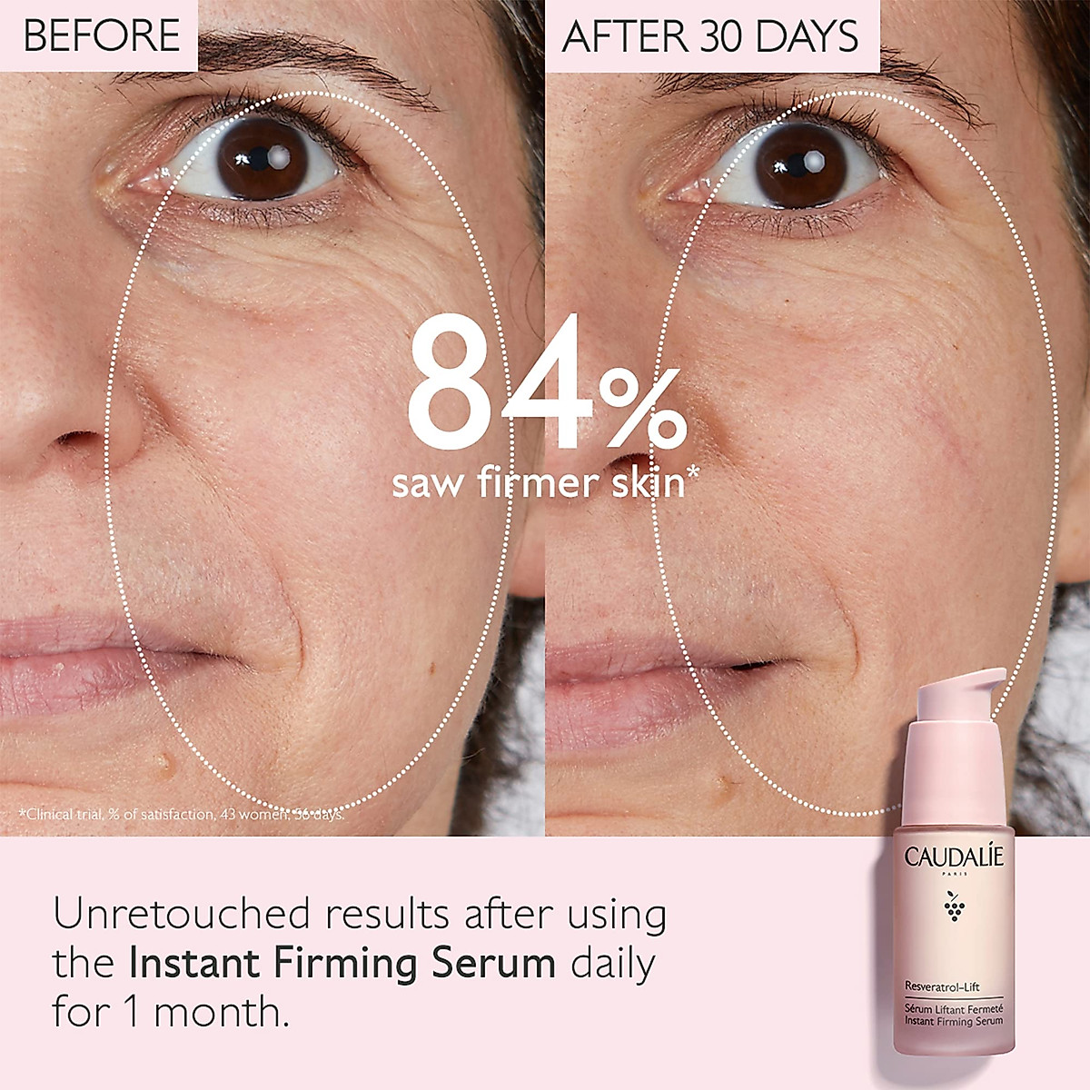 Caudalie Resveratrol-Lift Instant Firming Serum: Oil-Free Anti-Aging Serum with Resveratrol, Hyaluronic Acid & Vegan Collagen Alternative (Set)