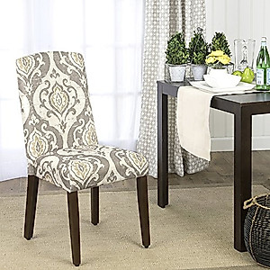 Homepop Home Decor | Upholstered Patterned Parsons Dining Chairs Set of 2 | Accent Chairs Set of 2 with Curved Back, Suri Brown