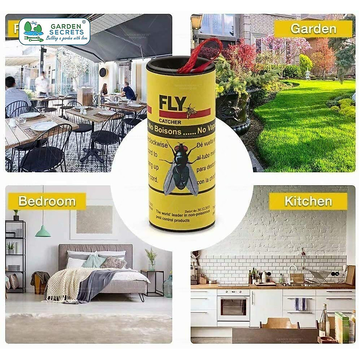 GARDEN SECRETS® Insect Bug Fly Glue Paper Catcher Trap Ribbon Tape Strip Sticky Flies 16 Rolls
