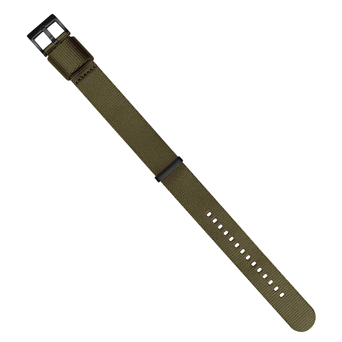 BARTON WATCH BANDS, 24mm Army Green - Elite NATO® Style Watch Strap - Black Buckle - Seat Belt Nylon Watch Bands