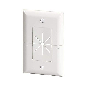 DATA COMM Electronics 45-0017-WH Split Style TV Plate with Flexible AV/HDMI Cable Pass-Through - White