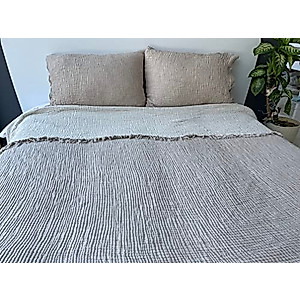 Muslin Blanket 100% Cotton, 4 Layers Bedspread, Soft Turkish Cotton Muslin Bed Cover, Reversible Coverlet, Beige (King Size 95x102-230x260cm)