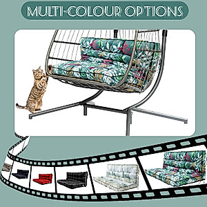 Sauqzoh Replacement Cushions for Swing, Swing Cushions 3 Seater Replacement, Waterproof Thicken Washable Pad Cushion for Outdoor Indoor Furniture Swing Patio (Green Flower, Swing Cushions 55inch)