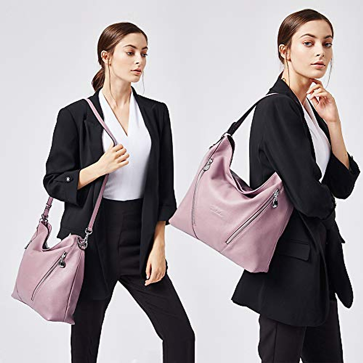 BOSTANTEN Women Leather Handbag Designer Ladies Hobo Purses Shoulder Bags Pink