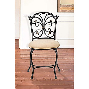 BOWERY HILL Traditional Metal Black Gold Finish Steel Vanity Stool