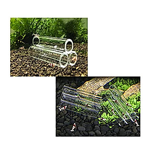 IAFVKAI 2pcs Aquarium Plant Cup Aquarium Decoration Aquatic Plant Pot with Suction Cups for Fish Tank Plant and 3-Tube Fish Shrimp Feeder Glass Breeding Tube