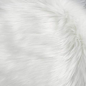 IVON 15.5 inches White Round Faux Fur Rug, Fluffy Rug Cushion for Chair, Background for Nail Desk Photos