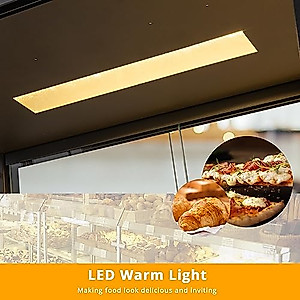 ROVSUN 26" Food Warmer, 3-Tier Food Warmer Display Electric Pizza Warmer Commercial Countertop w/LED Lighting Adjustable Removable Shelves Glass Door, Pastry Display Case for Buffet Restaurant 1200W