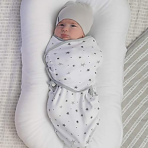 Ely's & Co. Adjustable Swaddles for Newborn, Baby Swaddles 0-3 Months, Velcro Swaddle Sack for Baby Girl/Boy, 2 Pack (Grey Star)