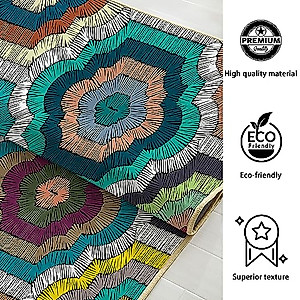 Boho Patchwork Geometric Print Area Rug Ethnic Tribal Bohemian Style Accent Rugs Colorful Non Slip Washable Floor Carpet for Living Room, Bedroom, 5x8 feet
