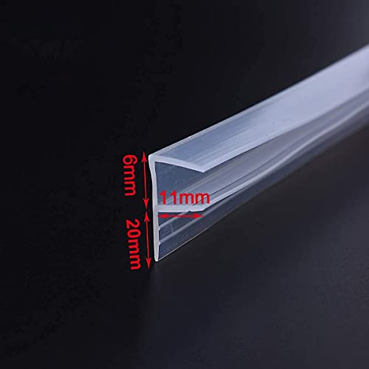 Queenbox Shower Door Seal Strip 120 inches Cuttable Length, 20mm Extended Water Retaining Edge, Frameless Glass Door/Window Sweep to Stop Shower Water Leaks, 1/4"(6mm) Glass Thickness, Clear (F-Type)