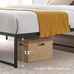 IDEALHOUSE Full Size Bed Frame, 14 inch Metal Full Bed Platform Frame with 3 in 1 Steel Support, No Box Spring Needed Easy Assembly Black Sturdy Bedframe - Full