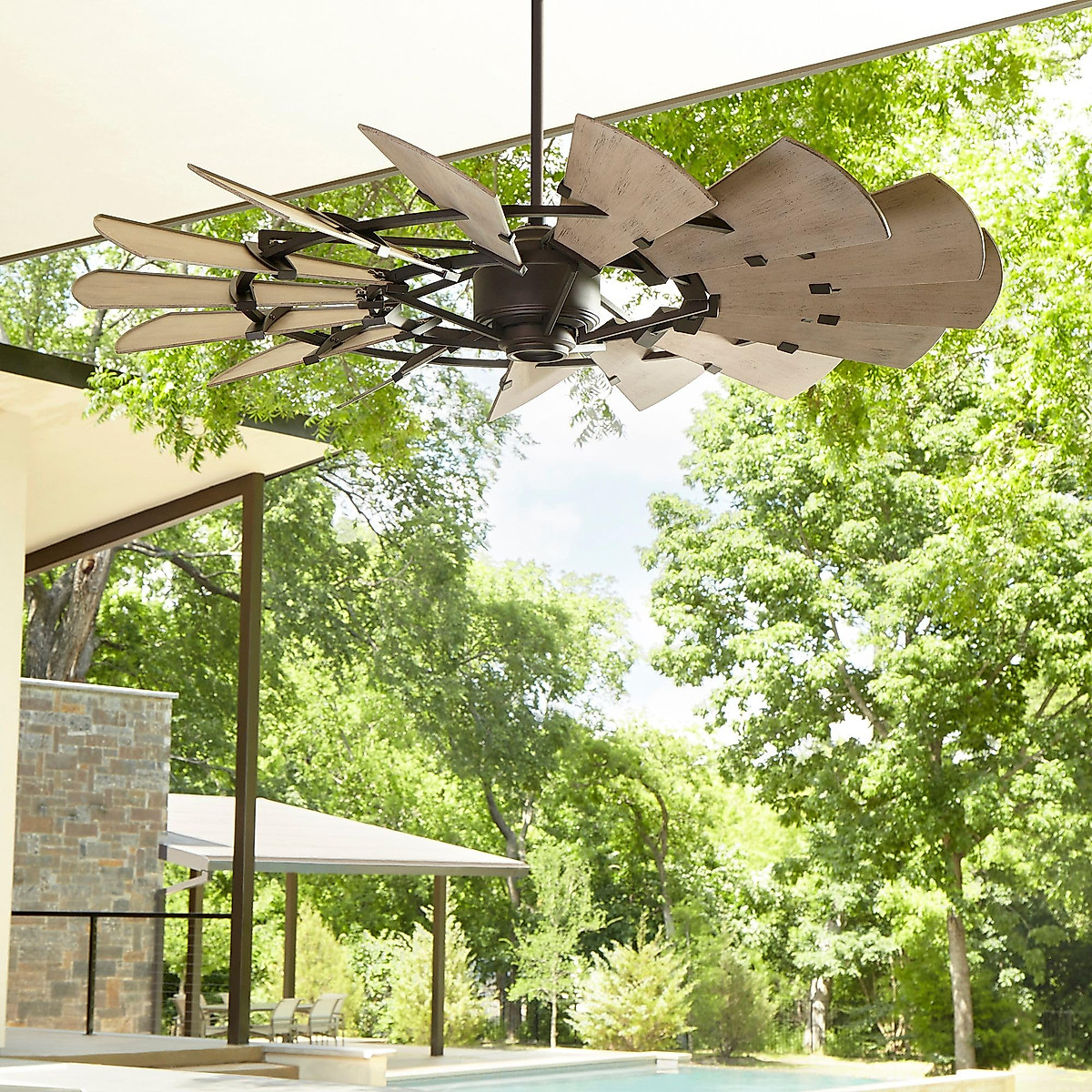 Quorum 97215-86 Indoor Windmill Ceiling Fan in Oiled Bronze with Weathered Oak Blades