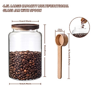 Large Glass Coffee Storage Jar with Lids Spoon Thicken Glass Coffee Canister Borosilicate Glass Food Containers for Ground Coffee Beans Nut Pasta Sugar Candy Spice Rice Loose Tea (4500ml/152oz)