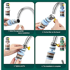 Tap Water Filter l Filter Water l Visible filtering effect 6-fold filtration, 360° Rotating Faucet Water Filter.Kitchen Bathroom Universal Detachable for cleaning and reuse. (Blue)