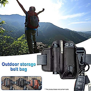 ViCiCA Multitool Sheath for Belt, Organizer Storage Belt Waist Bag for Men, Leatherman Sheath with Flashlight Sheath, EDC Leather Pouch for Camping