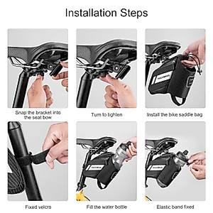 ROCKBROS Bike Saddle Bag Bike Seat Bag with Water Bottle Holder Bicycle Bag Under Seat Waterproof for Road Bike