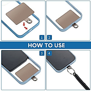 hwojjha 4 Sets Phone Lanyard Tether with Patch Phone Tether Phone Strap for Drop Protection Outdoor Hiking Cycling Climbing (Black)