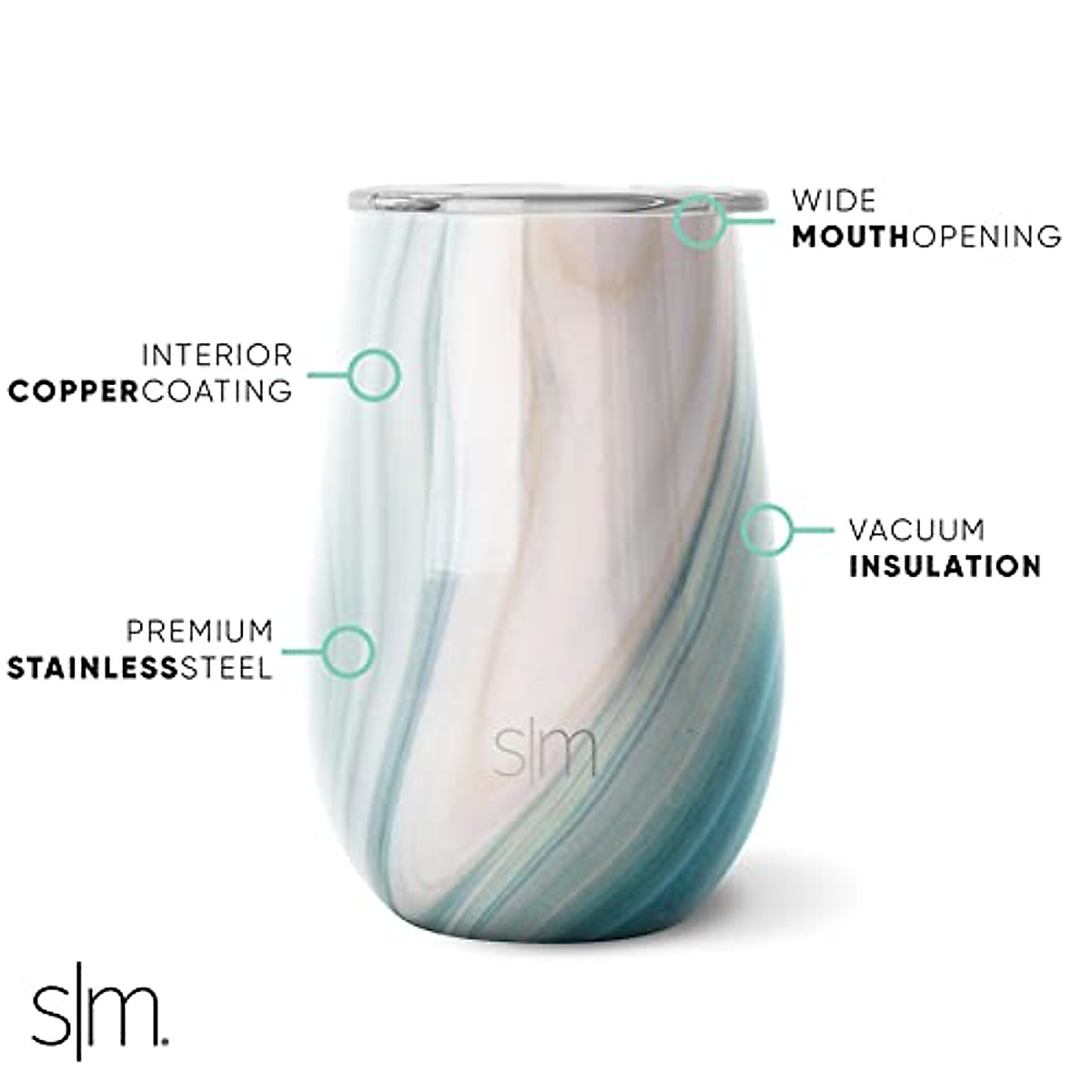 Simple Modern Wine Tumbler & Bottle Bundle | Two 12oz Insulated Wine Tumbler and One 25oz Bottle | Gifts for Women Men Her Him | Spirit Collection | Ocean Quartz