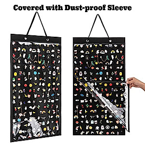 HUHYNN Hanging Brooch Pin Organizer, Dust-proof Enamel Brooch Pin Display, Brooch Collection Storage Organizer, Hold Up to 170 Brooch Pins (Black)