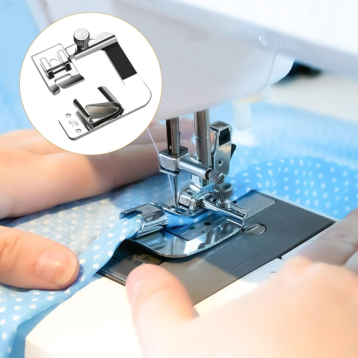 ANYQOO 3 Sizes Rolled Hem Pressure Foot Sewing Machine Presser Foot Hemmer Foot Set (1/2 Inch, 3/4 Inch, 1 Inch) for Singer, Brother, Janome and Other Low Shank Adapter (Rolled Hem Presser Feet)