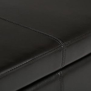 SIMPLIHOME Avalon 48 inch Wide Contemporary Rectangle Storage Ottoman Bench in Tanners Brown Vegan Faux Leather, Assembled, For the Living Room, Entryway and Family Room