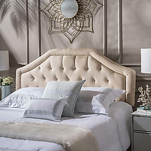 Christopher Knight Home Angelica Tufted Fabric Headboard, Queen, Beige