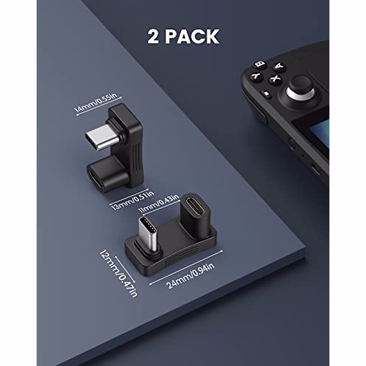 Moko 180 Degree U Shape USB-C Male to USB-C Female Adapter 2 Pack, With PD 100W/10 Gbps, USB-C 180 Extender for Steam Deck/Switch/Laptop/Tablet/Phone