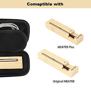 WEPIGEEK Travel Case for Meater Plus/Original MEATER Smart Meat Thermometer Messenger Carrying Bag,Soft Lining,with Pockets for Accessories Black(Case Only)