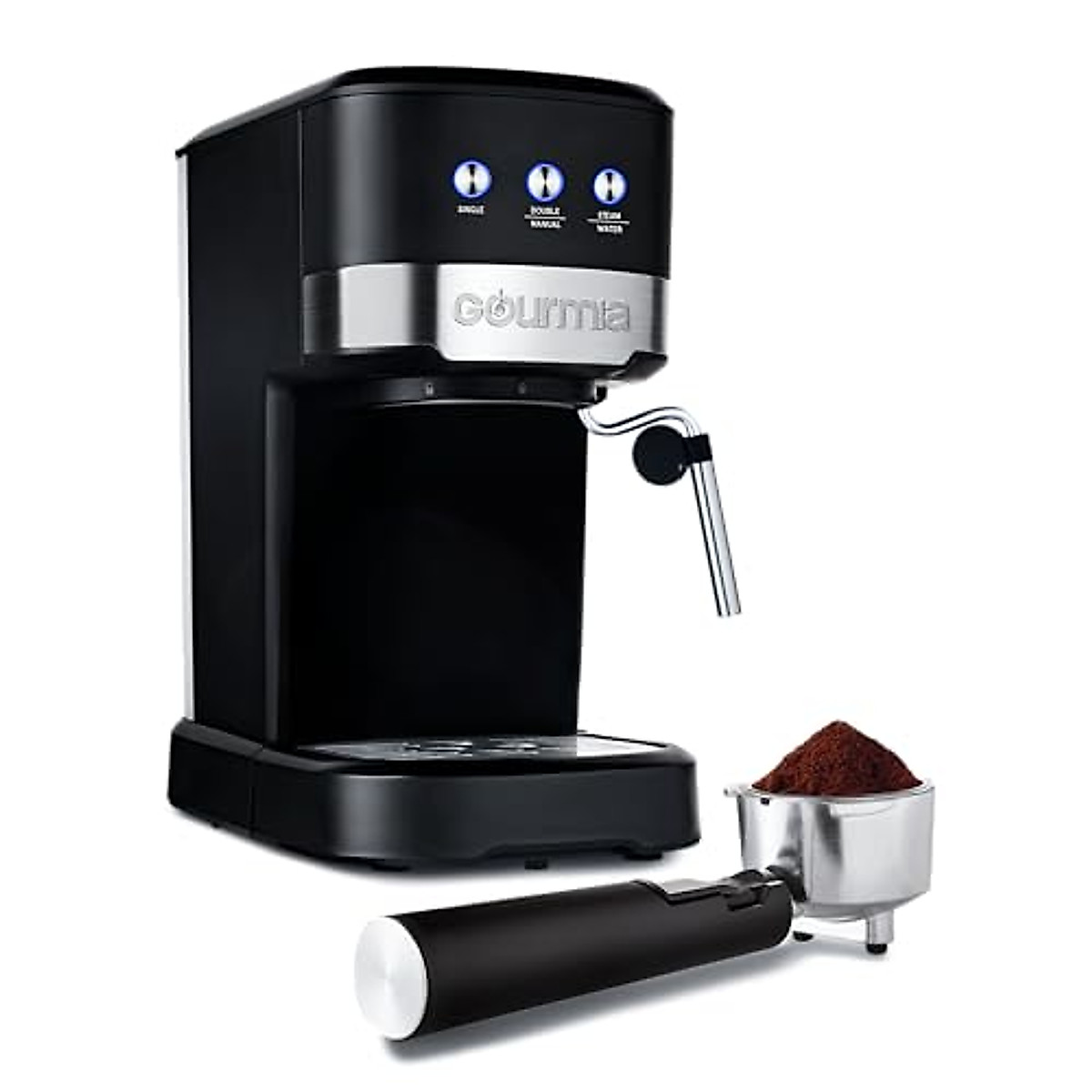 Gourmia 15-Bar Espresso Maker with Powerful Frothing Wand with 1.2L Removable Water Reservoir, Black