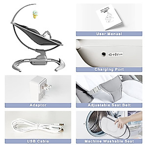 SYCYH Baby Swings for Infants Easy to Assemble Outdoor Portable Baby Swing for Newborn, Music Speaker with 8 Preset Lullabies, Remote Control