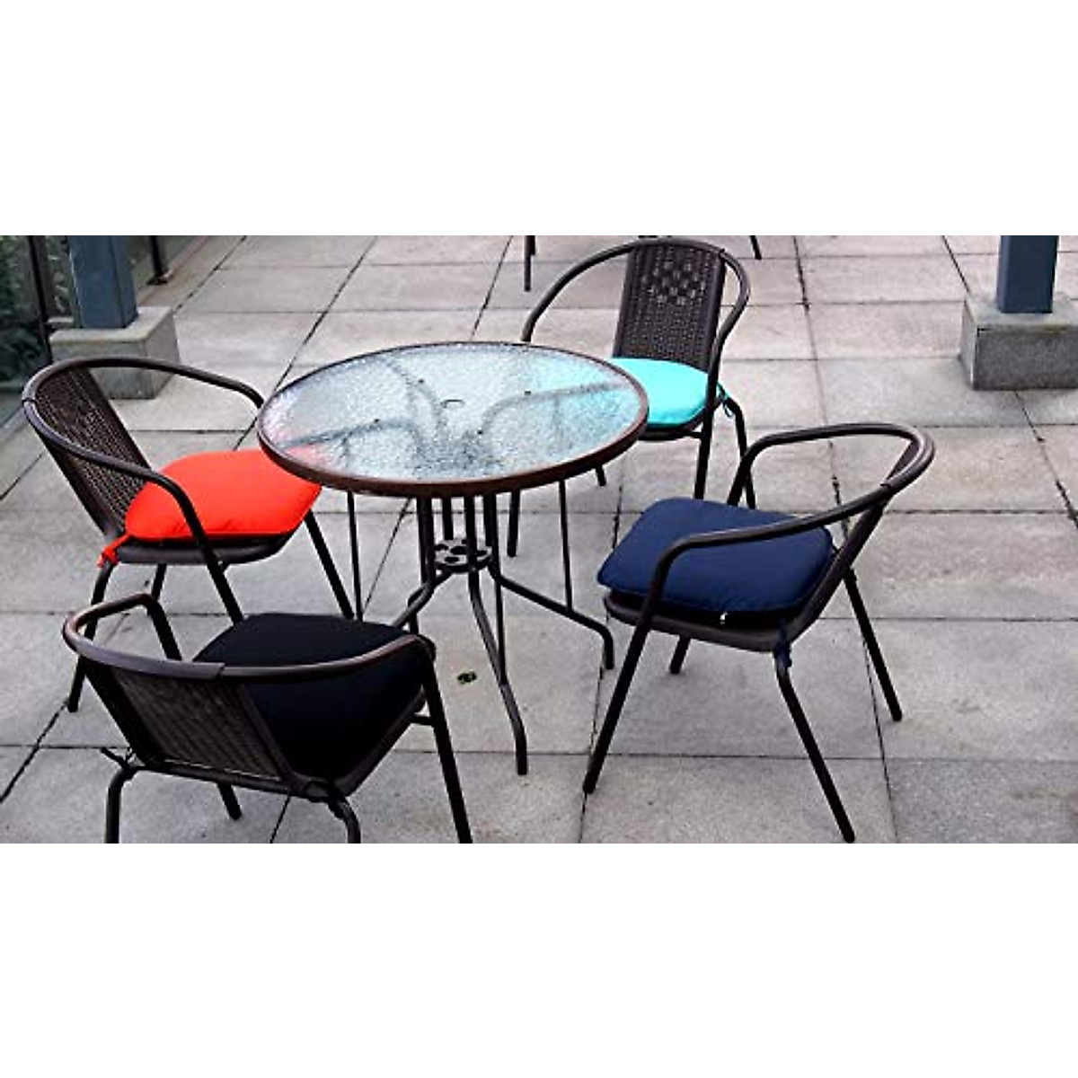 Augld 2 Pack Water Repellent Patio Chair Cushion Breathable 17"x16" Seat Cushion with Ties Teal