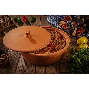 Luksyol Clay Pot For Cooking, Large Pot, Big Pots For Cooking, Handmade Cookware, Cooking Pot, Terracotta Pot, Terracotta Casserole, Unglazed Clay Pots For Cooking, Dutch Oven Pot With Lid 11.8 Inches