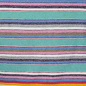 Authentic Mexican Serape Blanket - Multi-color Lightweight Handmade Mexican Saltillo Blanket / Classic Mexican Style Falsa, Stripe Pattern, Throw, Beach Blanket, Tapestry or Yoga Blanket Multi Cotton