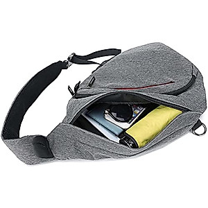 DDQYYSPP Lightweight Chest Bag Sling Bag Anti-Theft Crossbody Shoulder Daypack Outdoor Travel Hiking for Men Women (Grey) (Black)