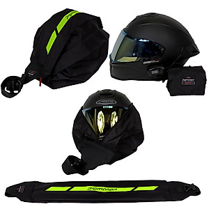 Pigmalion Motorcycle Helmet Bag | Innovative, Foldable Belt for Helmet Carry | The Smart Motorcycle Backpack Alternative (Neon Green)