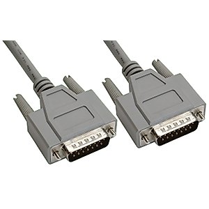 Amphenol CS-DSSMDB15MM-005 15-Pin DB15 D-Sub Cable, Shielded, Male/Male, 5', Gray