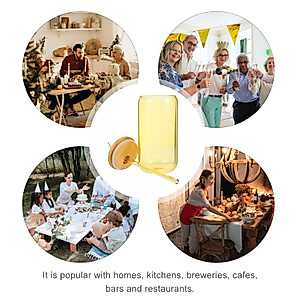 Kichvoe Glass Cups with Wood Lids and Straws 500ml Wide Mouth Drinking Mason Glass Tumbler Reusable Beer Cans Glasses Iced Coffee Glass Juice Bo Ba Cup Milk Cup for Home Office--Blue