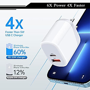 Charger Block Fast Charging Wall Charger for Pixel 7 6 Pro 6a 5a 5XL,2Pack 20W PD USB C Power Adapter Charger Brick Box for Samsung Galaxy S23 S22 Ultra S21 A14 5G A13 A04S,iPhone 14 13 12 11 Pro Max