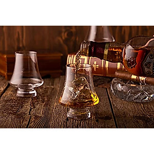 LUXBE - Bourbon Whisky Crystal Glass Snifter, Set of 4 - Narrow Rim Tasting Glasses - Handcrafted - Good for Cognac Brandy Scotch - 9-ounce/260ml